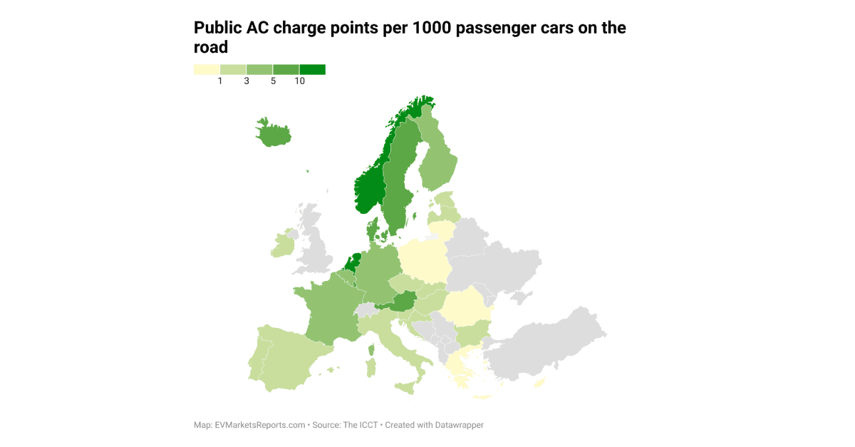 Public AC charge points per 1000 passenger cars on the road | EVBoosters